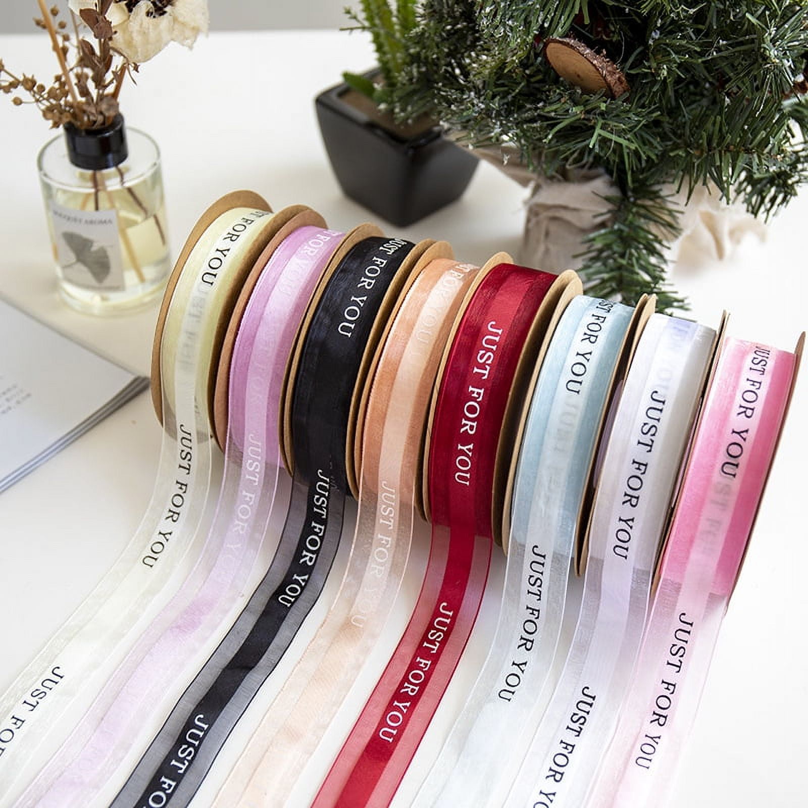Zhuge 1 Inch Chiffon Ribbon, Just for You Ribbon for Gift Wrapping ...