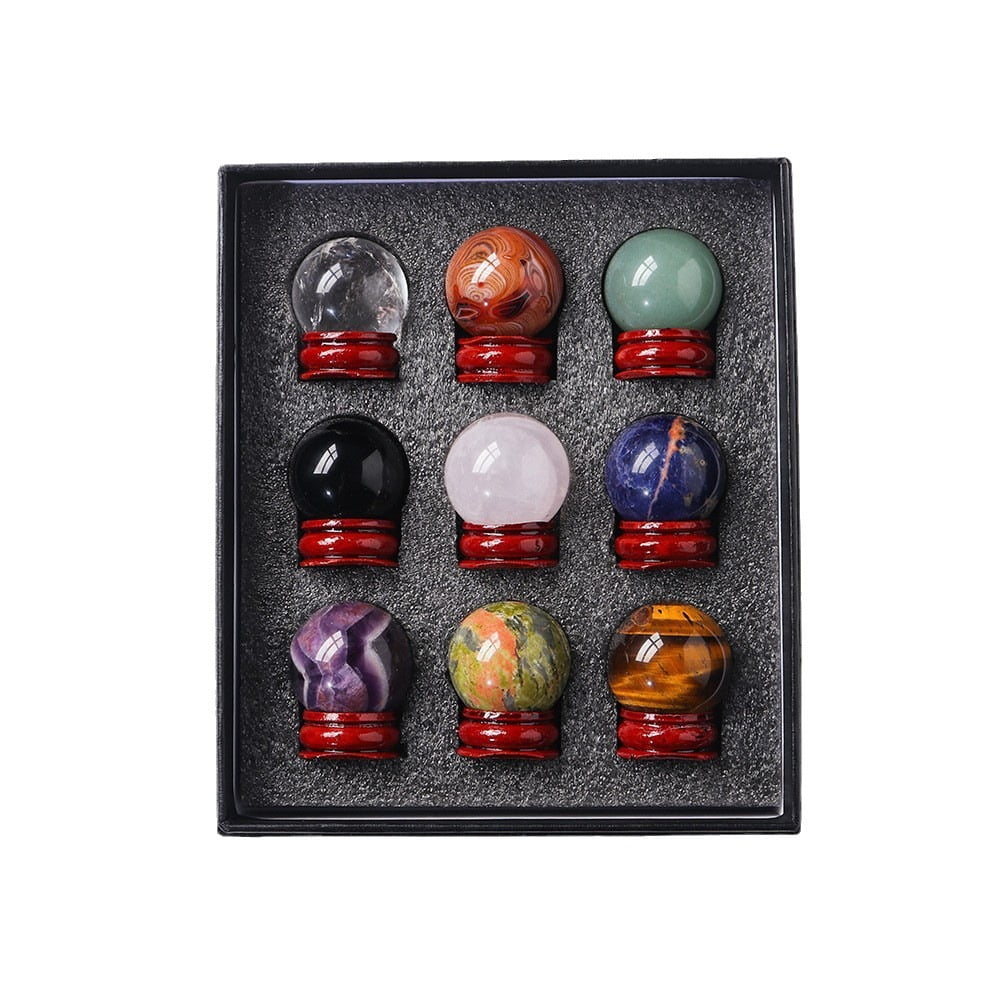 Zhuge 1 set of 9-ball multi-color natural crystal original stone ball ...