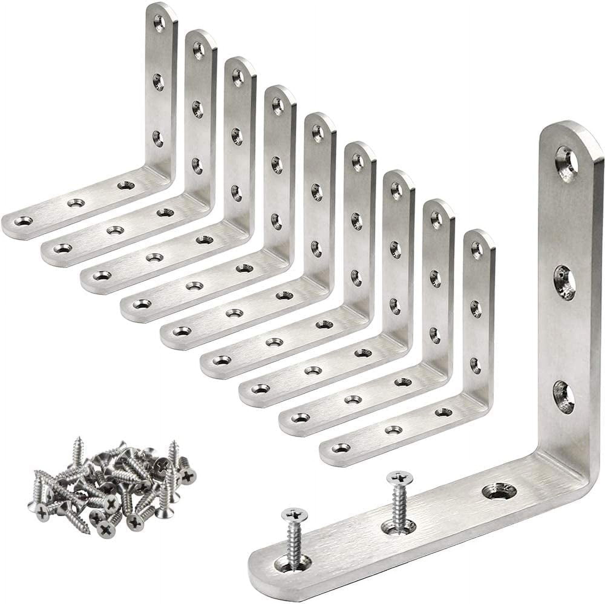 Zhuge 10 PCS L Bracket Stainless Steel Corner Bracket 3 x 3 inch Heavy ...