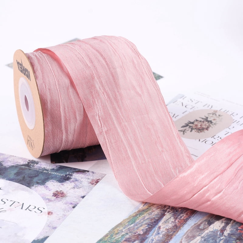 Zhuge 10 Yards Fabric Crinkled Ribbon,Silk-Like Wrinkled Ribbons,for ...