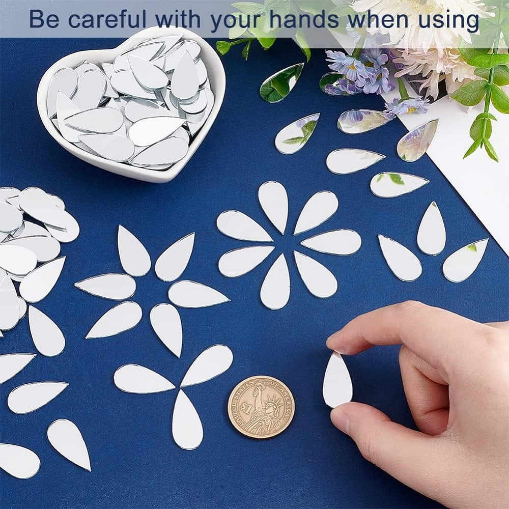 Zhuge 100 Piece Acrylic Teardrop Mirror Stickers, Small-Sized ...