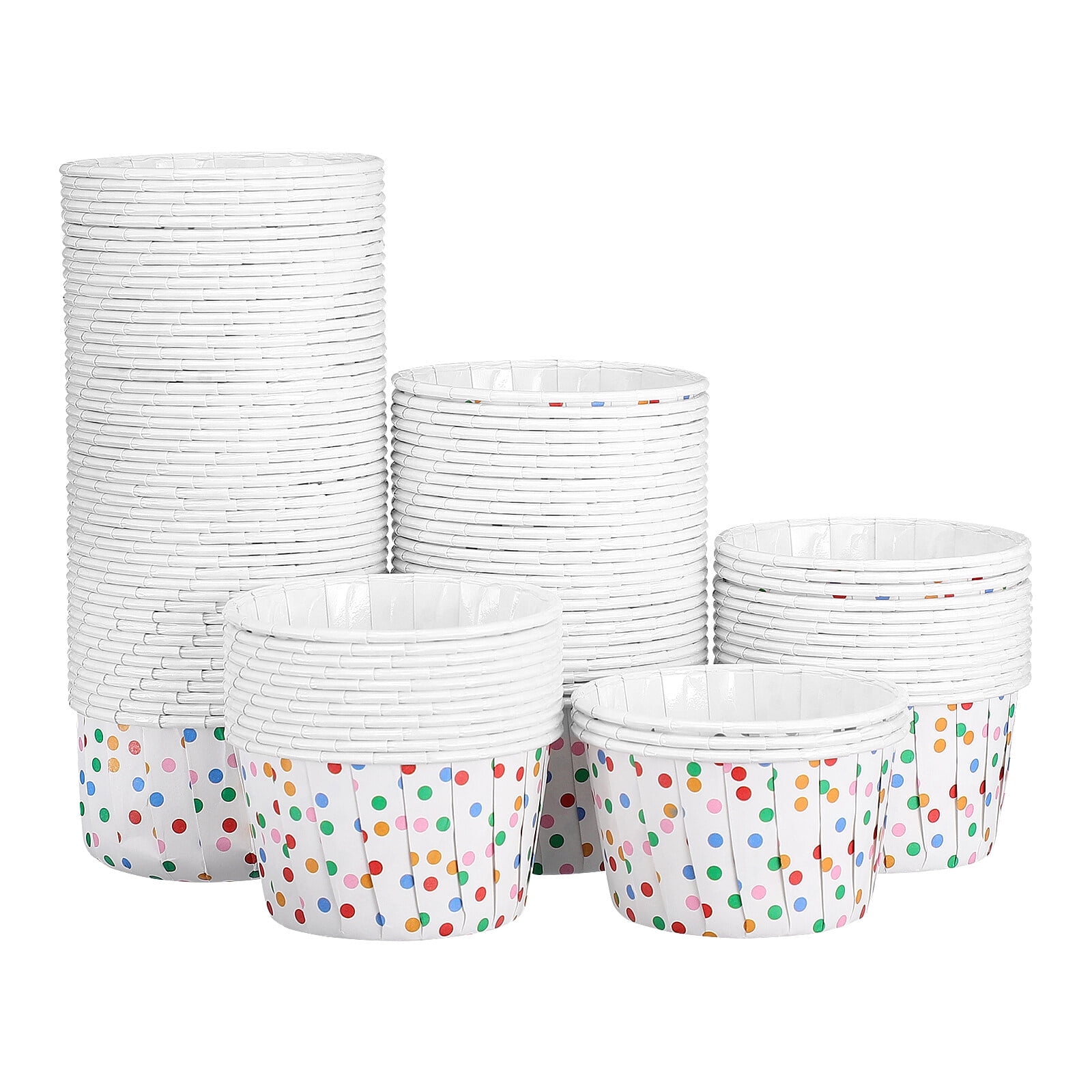 Zhuge 100PCS Colored Dot Paper Dim Sum Cups - Disposable Dessert Bowls ...