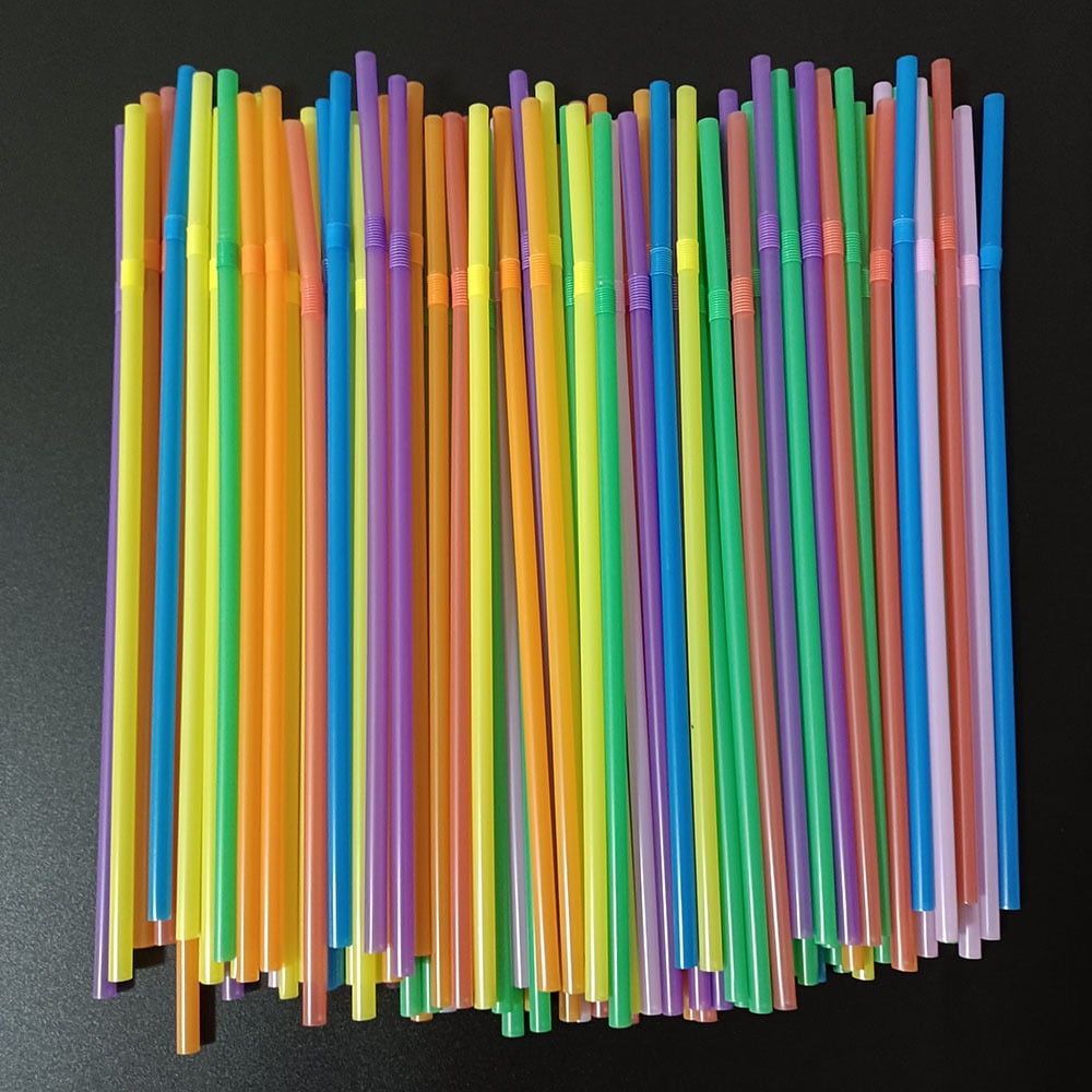 Zhuge 100PCS Of Disposable Plastic With Extended Bendable Juice Drink ...