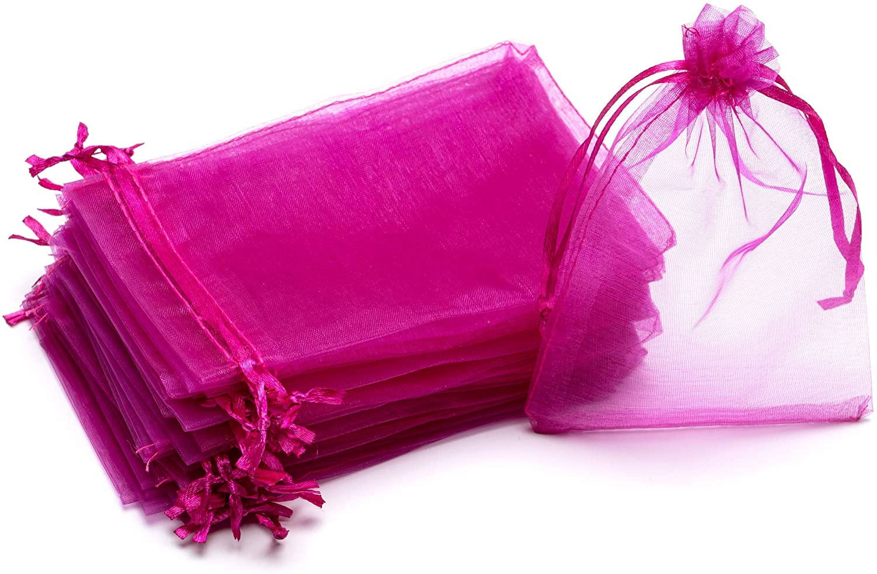 Zhuge 100pcs 4x6 Inches Deep Pink Organza Gift Bags with Drawstring ...