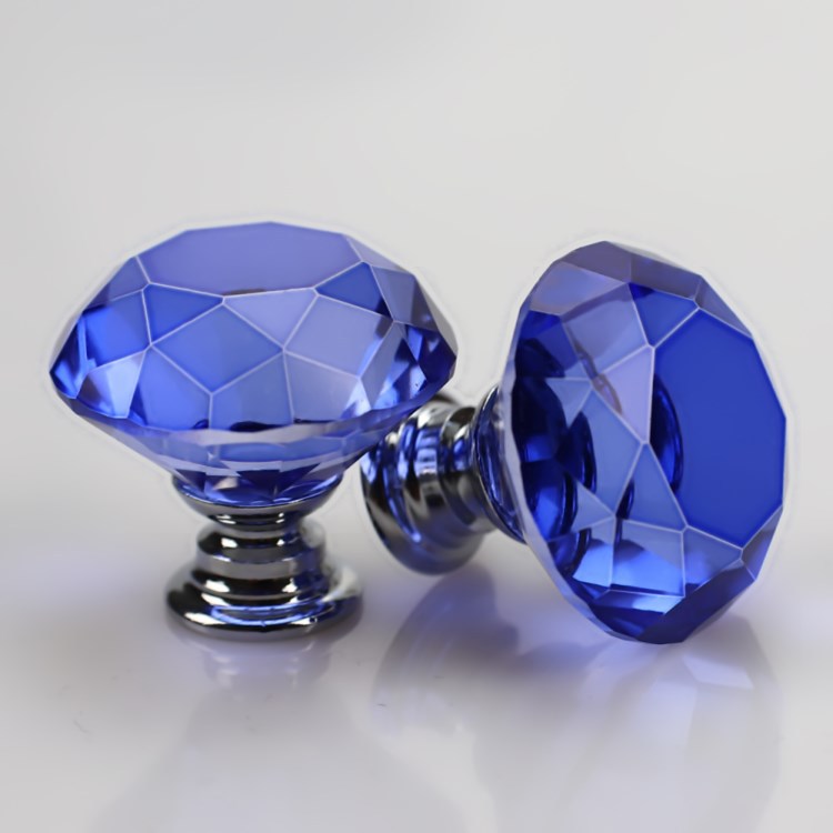 Zhuge 10PCS 30mm Pink Crystal Glass Cabinet Knobs, Diamond-Shaped ...