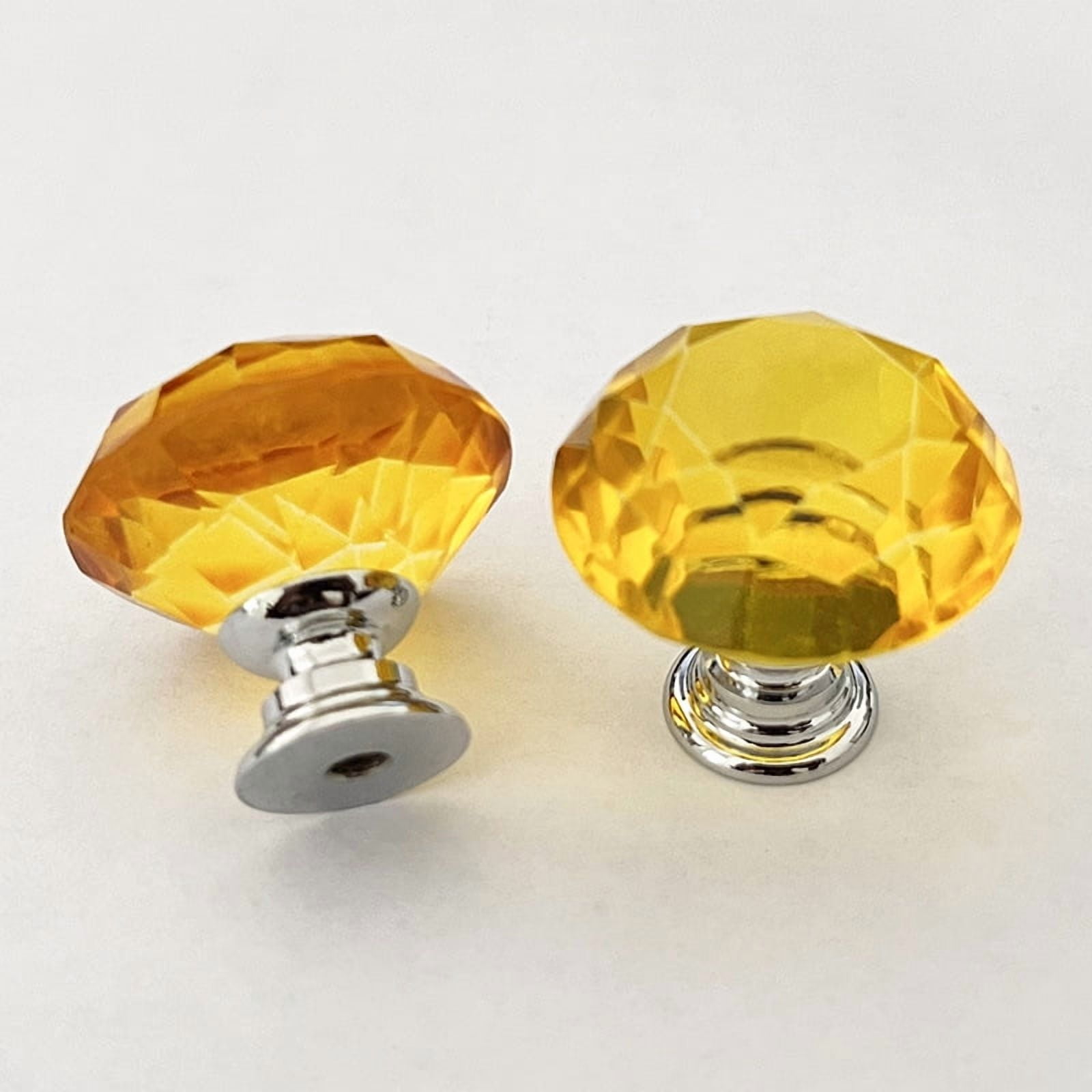 Zhuge 10PCS 30mm Pink Crystal Glass Cabinet Knobs, Diamond-Shaped ...
