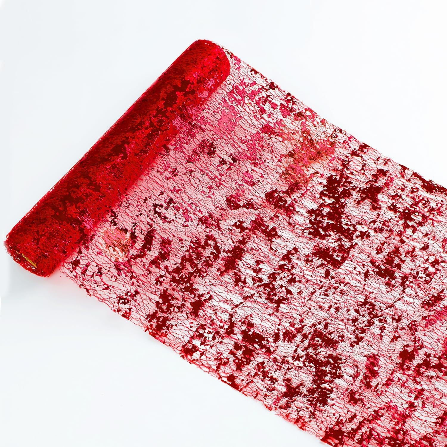 Zhuge 11"x108" Glitter Metallic Table Runner, Thin Mesh Sparkle Roll ...
