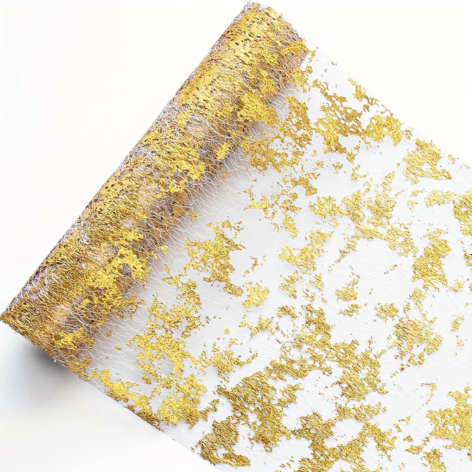 Zhuge 11"x393" Glitter Metallic Table Runner, Thin Mesh Sparkle Roll ...