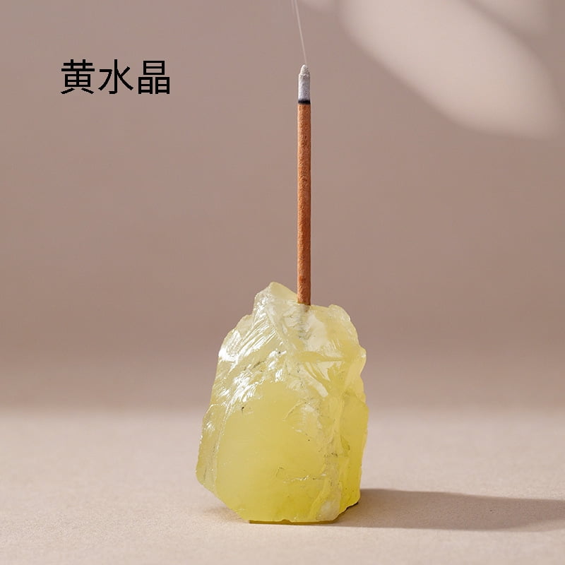 Zhuge 2 pieces natural yellow crystal raw stone incense burner base ...