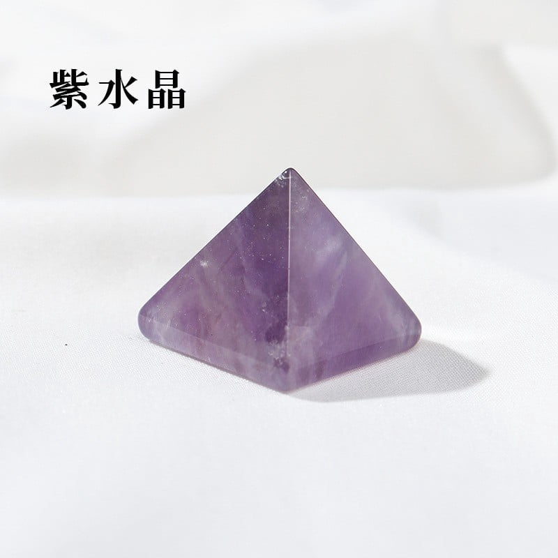 Zhuge 2 pieces of light purple natural crystal stone pyramid feng shui ...