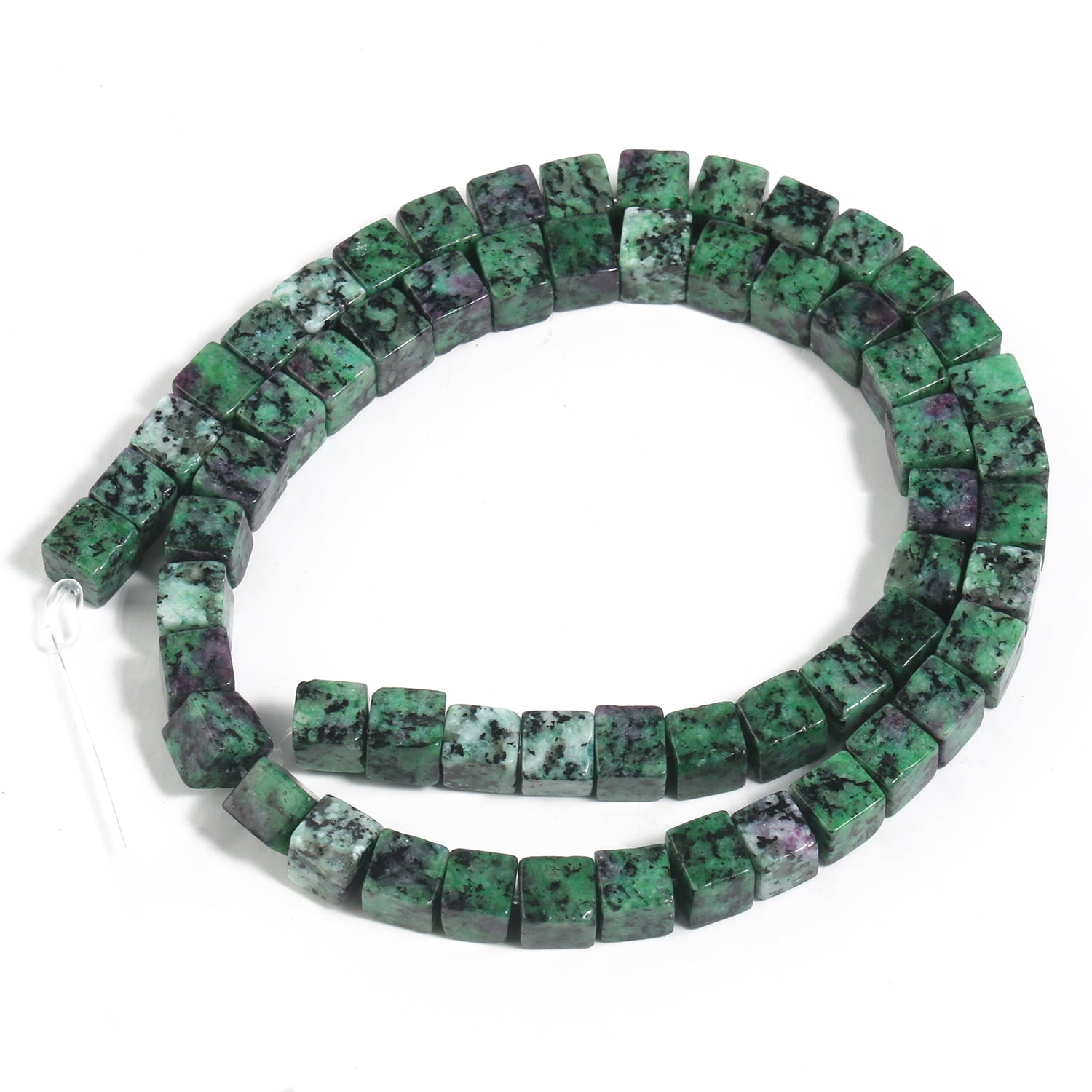 Zhuge 2 pieces of natural green spotted stone scattered bead bead ...