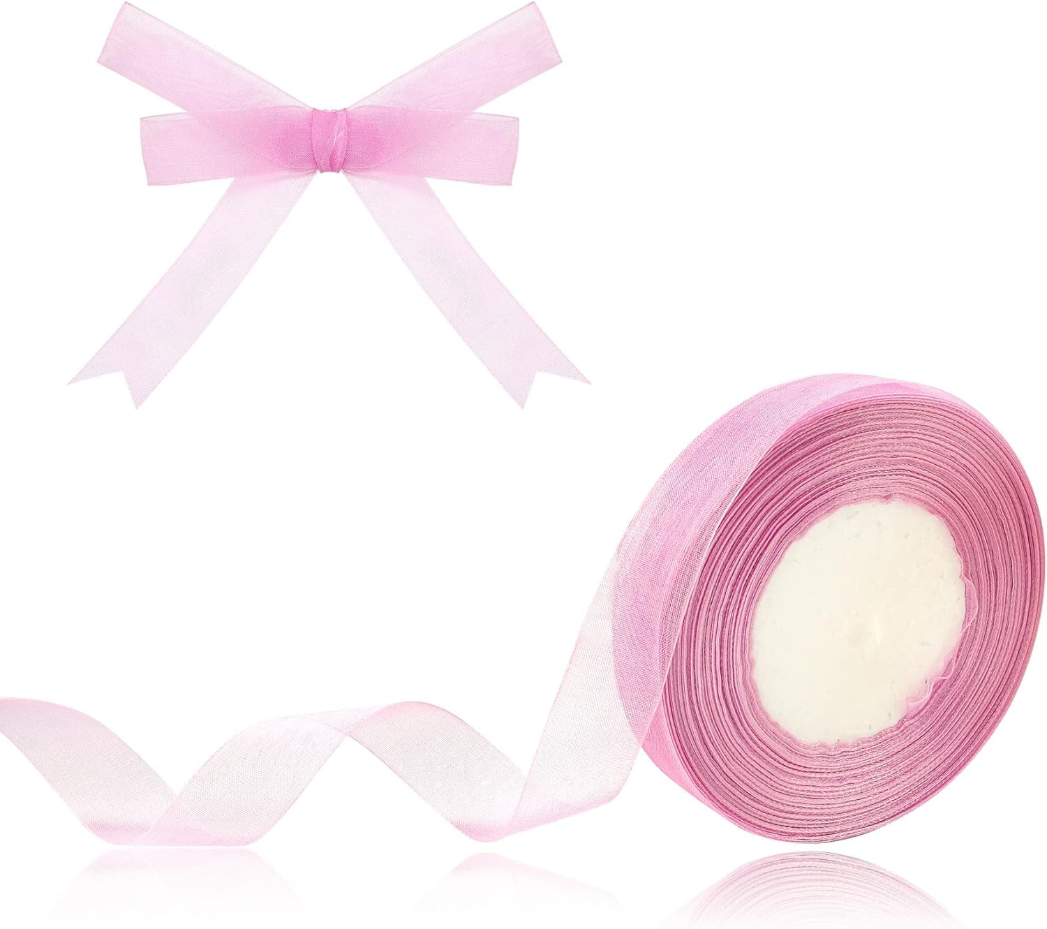 Zhuge 3/4 inch Green Sheer Organza Ribbon 50 Yards Chiffon Ribbon for ...