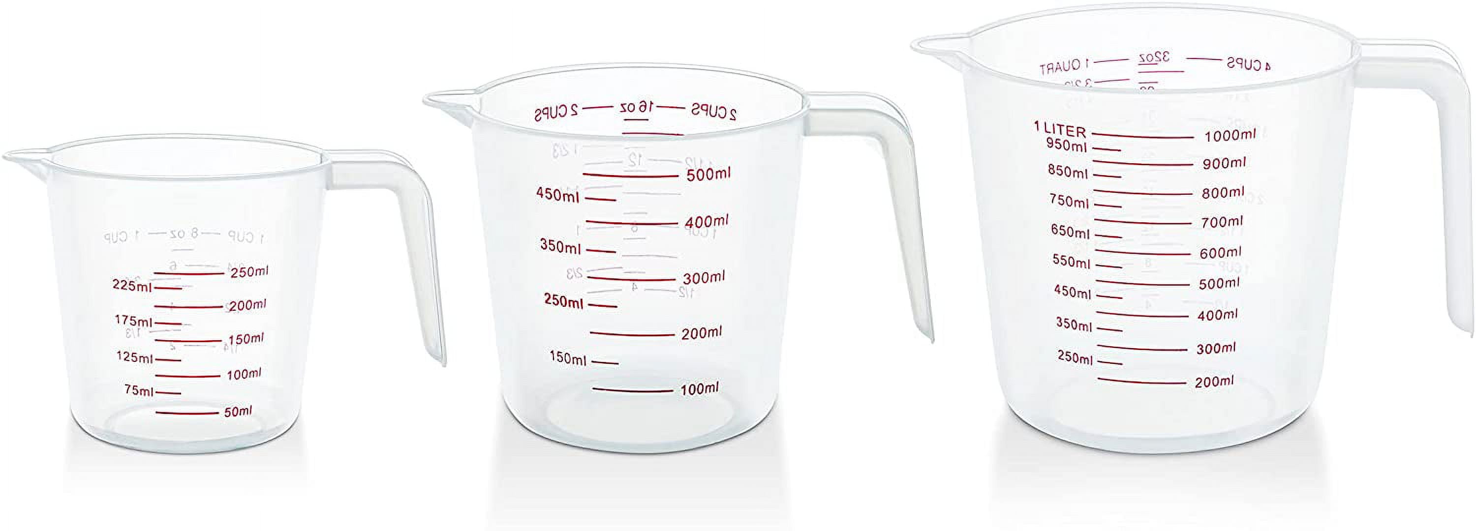 Zhuge 3-Piece Measuring Cups Set - Plastic Measuring Cups for Liquids ...