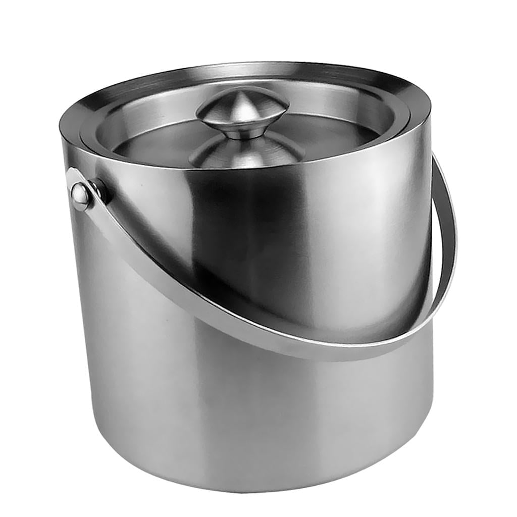 Zhuge 3L Stainless Steel Double Walled Insulated Ice Bucket with Lid ...