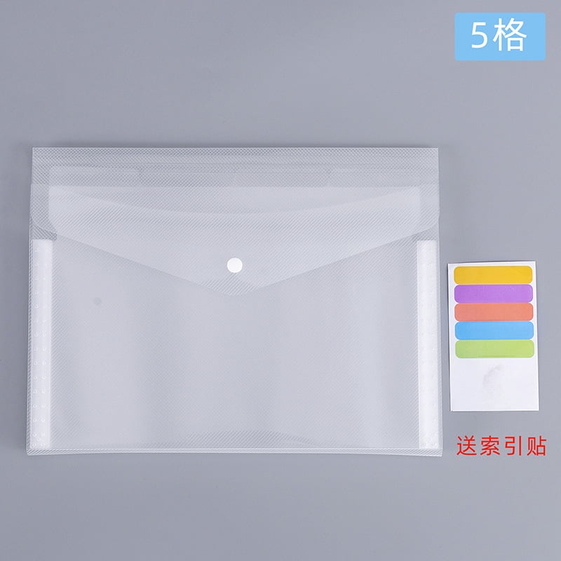 Zhuge 5 Pack 5 Pockets Clear Document Folders Plastic Envelopes Poly ...