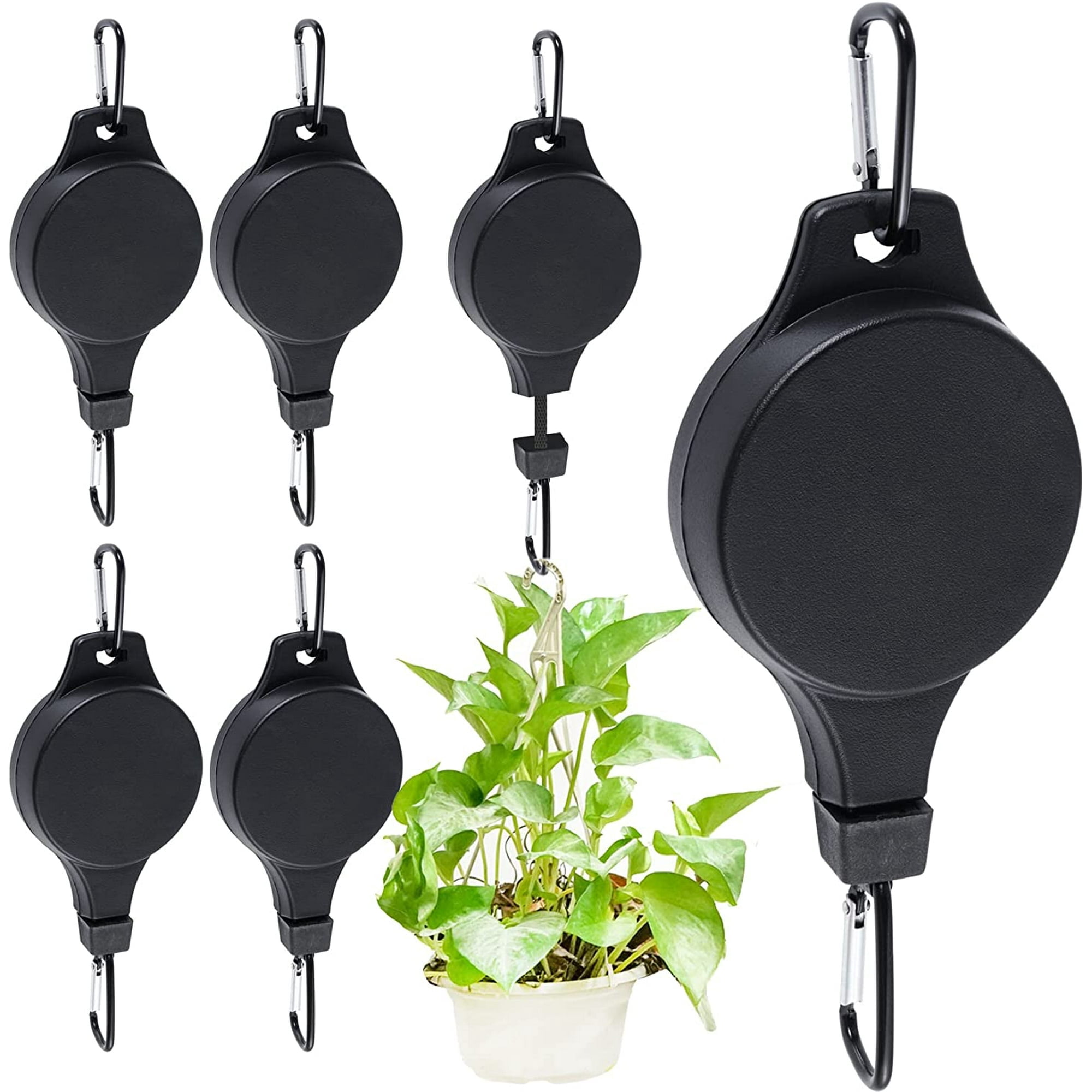 Zhuge 6pcs 6-Pack Retractable Plant Hangers – Adjustable Height, Heavy ...