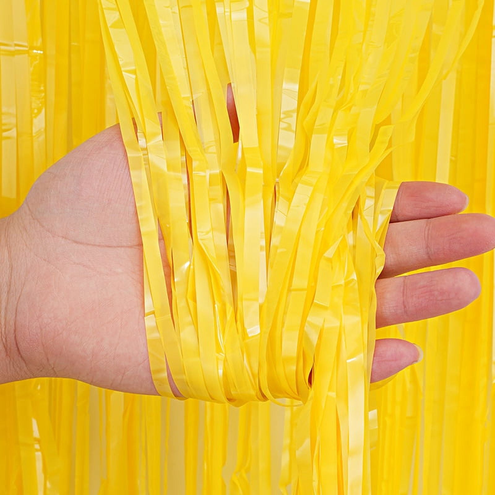 Zhuge 6pcs Matte Yellow Tinsel Foil Fringe Curtains Party Decoration ...
