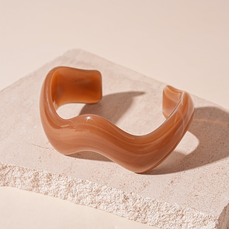 Zhuge Adjustable Open-Cuff Irregular Resin Bangle, Single Piece Contemporary Acrylic Wrist ...