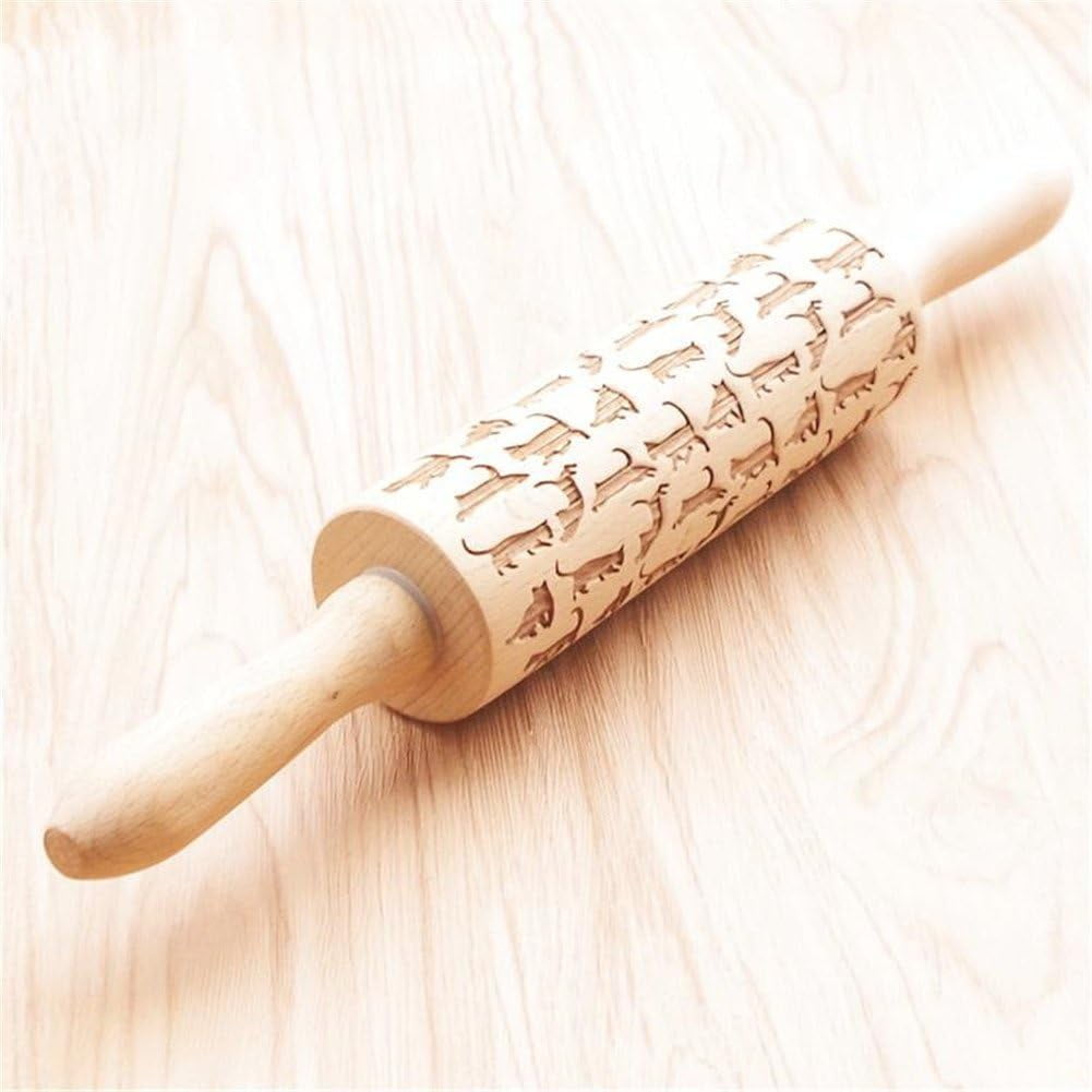 Zhuge Cats Rolling Pin, Wooden Laser Engraved Rolling Pin with Cats ...