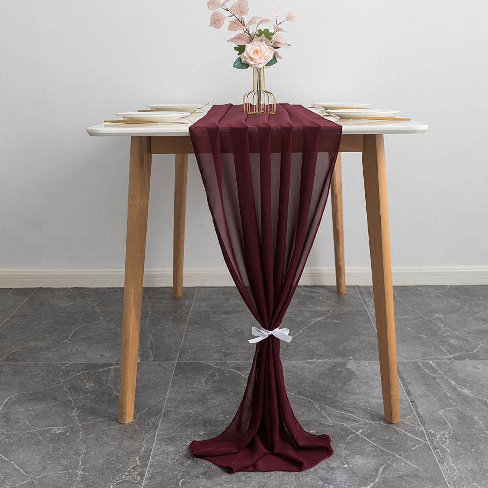 Zhuge Chiffon Table Runner Sheer Wedding Table Runner 28.3x120 Inches ...