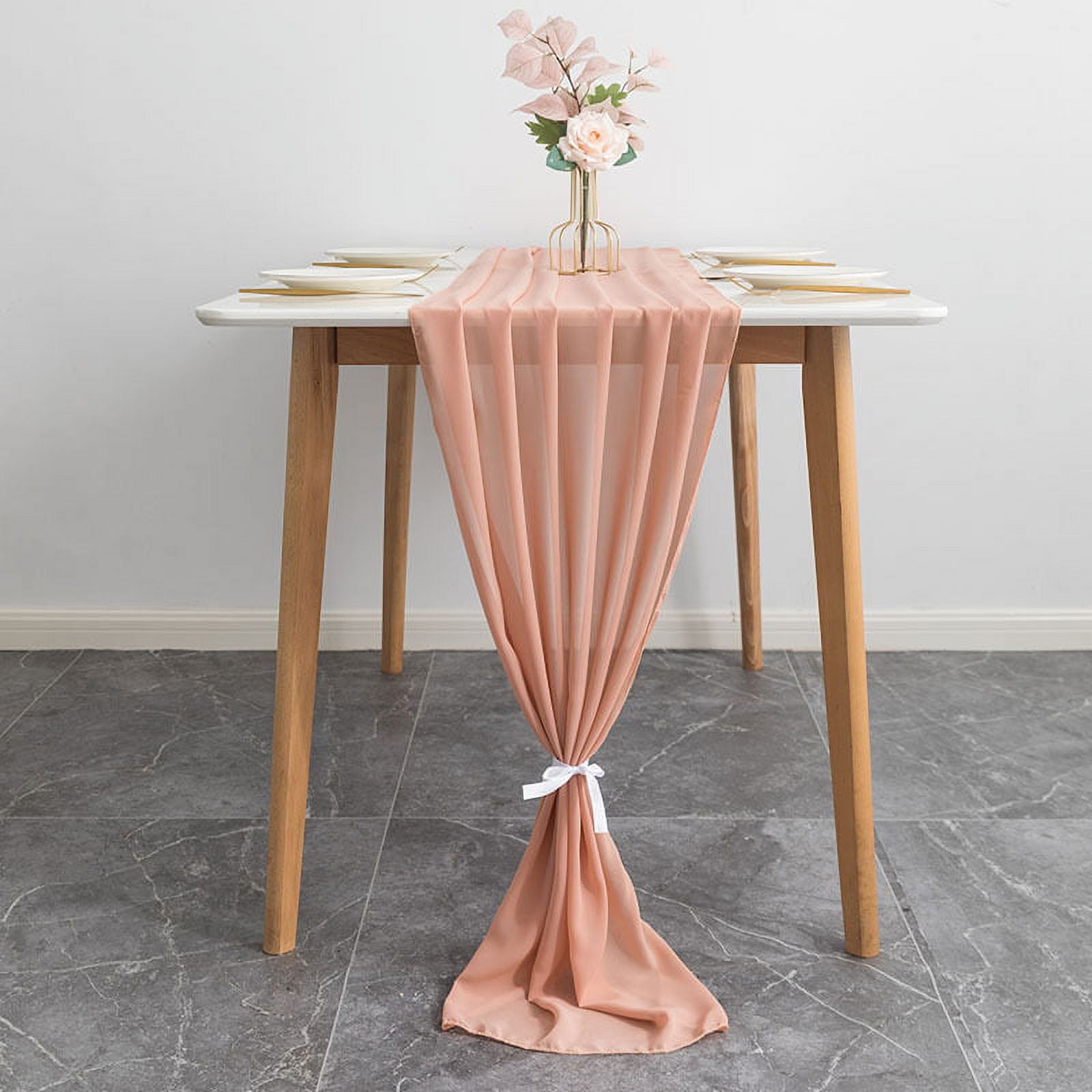 Zhuge Chiffon Table Runner Sheer Wedding Table Runner 28.3x120 Inches ...