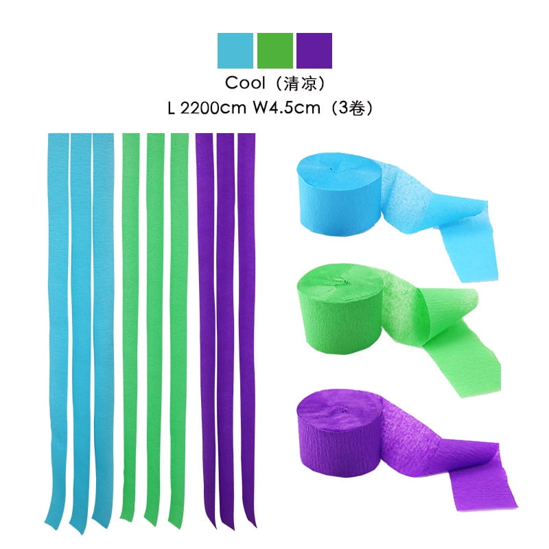 Zhuge Crepe Paper Streamers 3 Rolls , Pack of Blue，Green，Purple Crepe ...