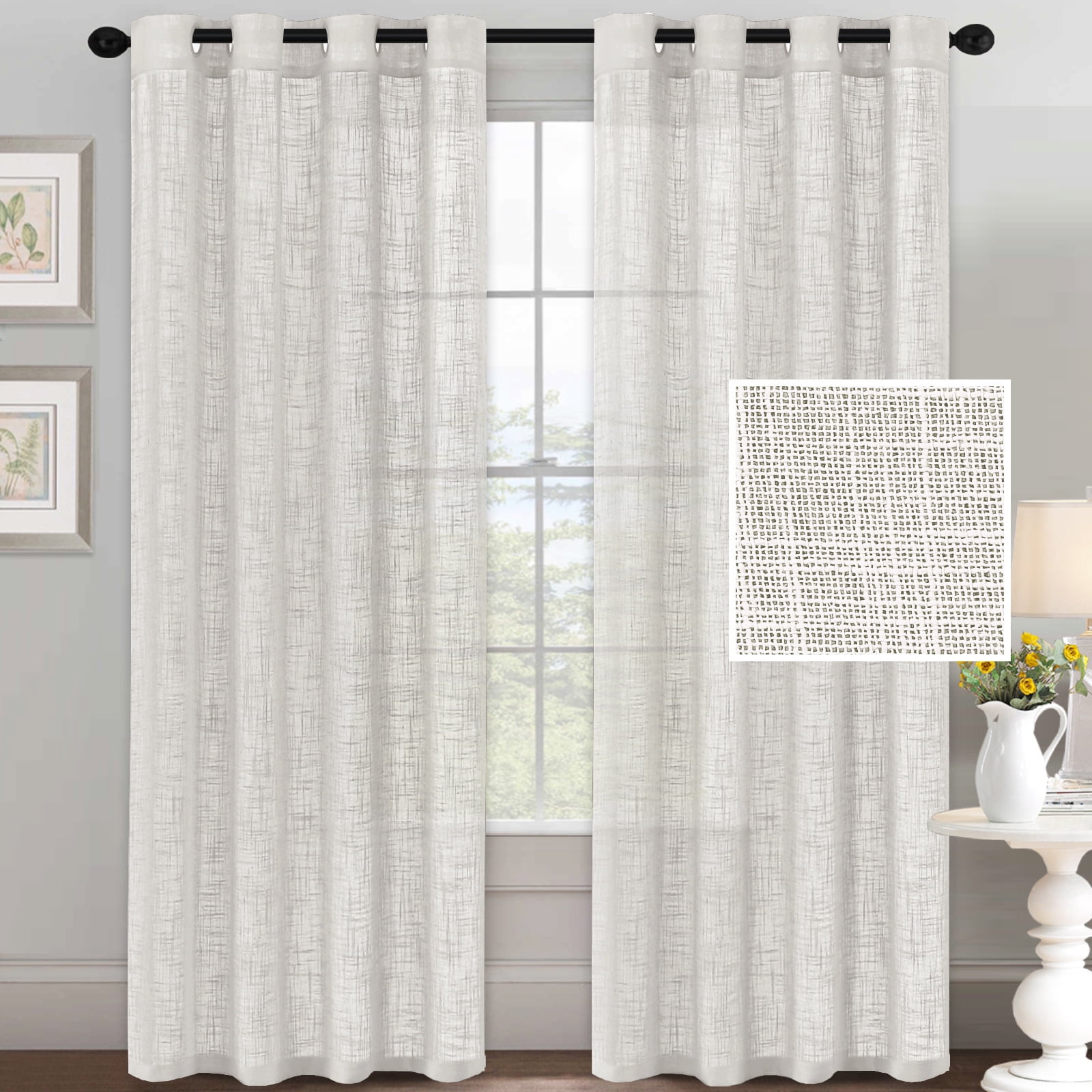 Zhuge Curtains Sheer - Texture Sheer Window Covering, Light & Airy ...
