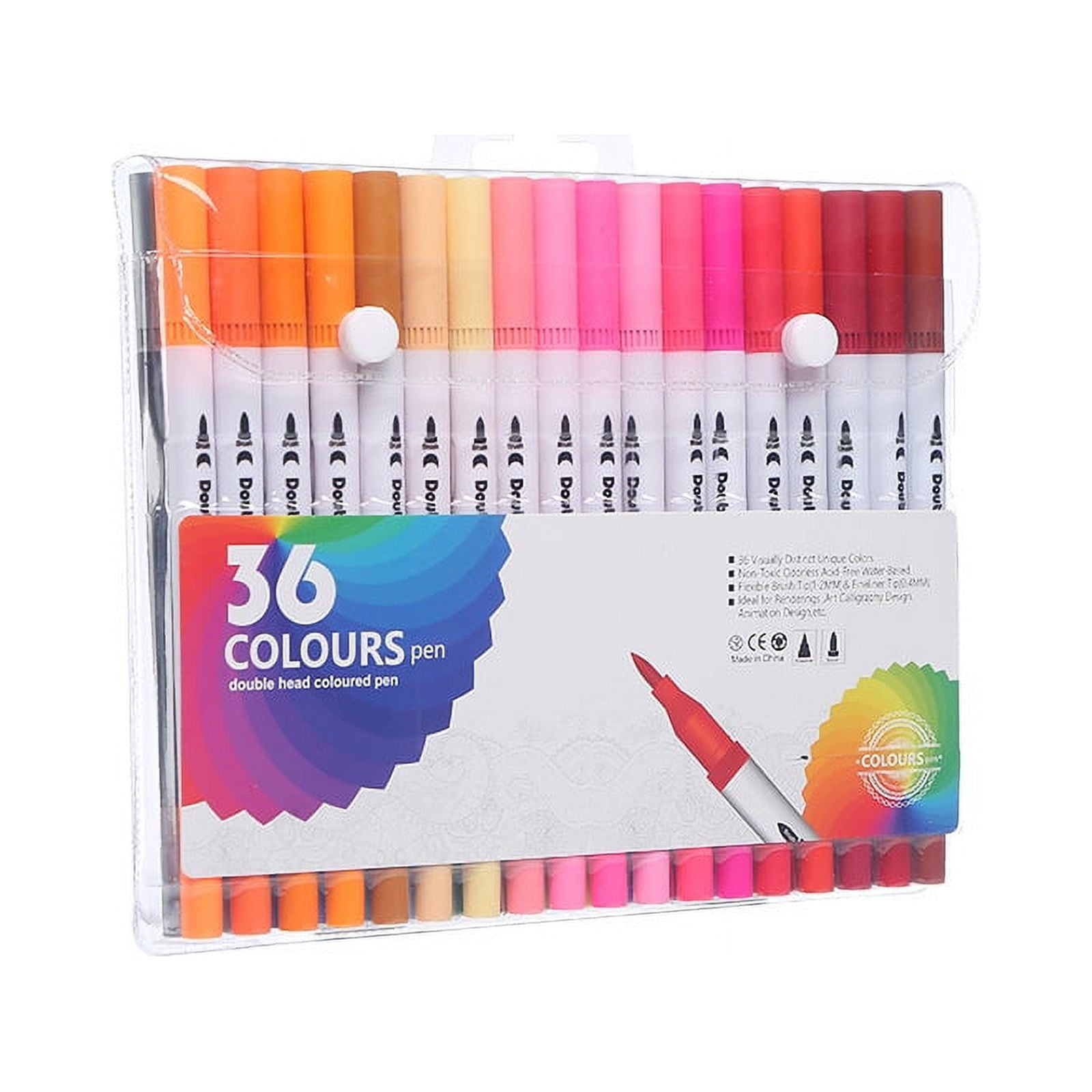 Zhuge Dual Tip Brush Pens (36 Colors), Double Ended Watercolor Pen Set ...