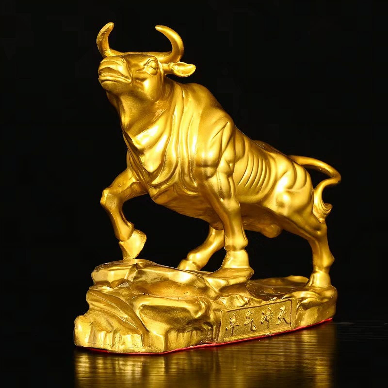 Zhuge Feng Shui Fortune Brass W Street Bull Statue, Sculpture Home ...