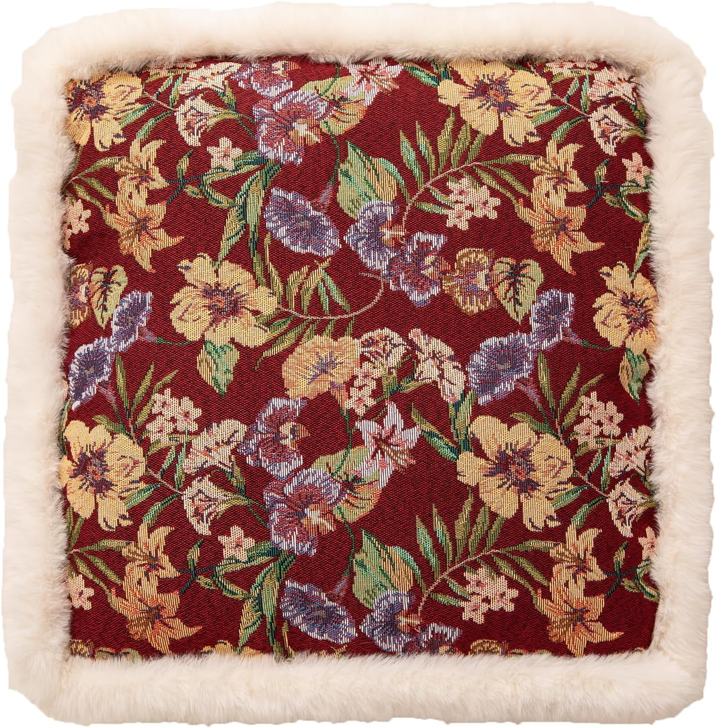 Zhuge Floral Print Square Chair Cushions Soft Thick Seat Cushion Faux ...