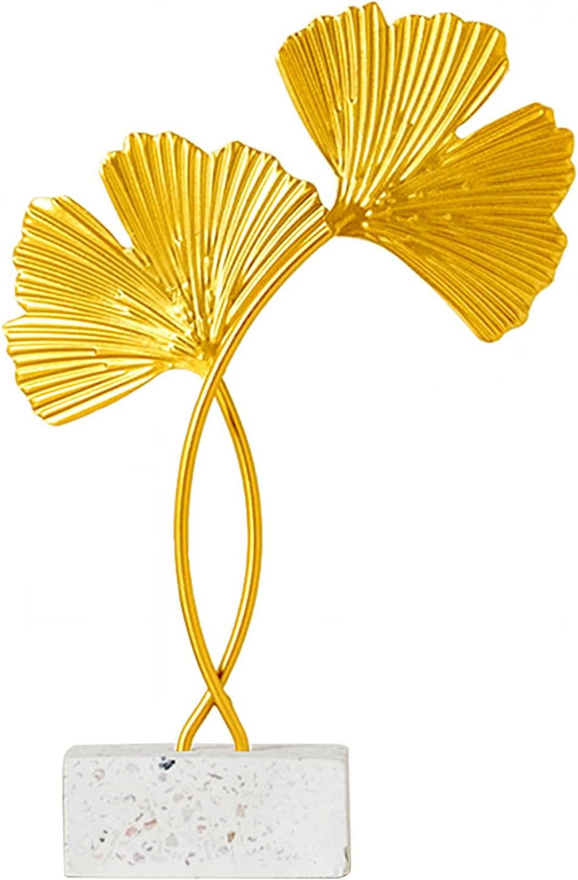 Zhuge Gold Gingko Leaf Decor Crafts Statue, Metal Iron Ginkgo Sculpture ...