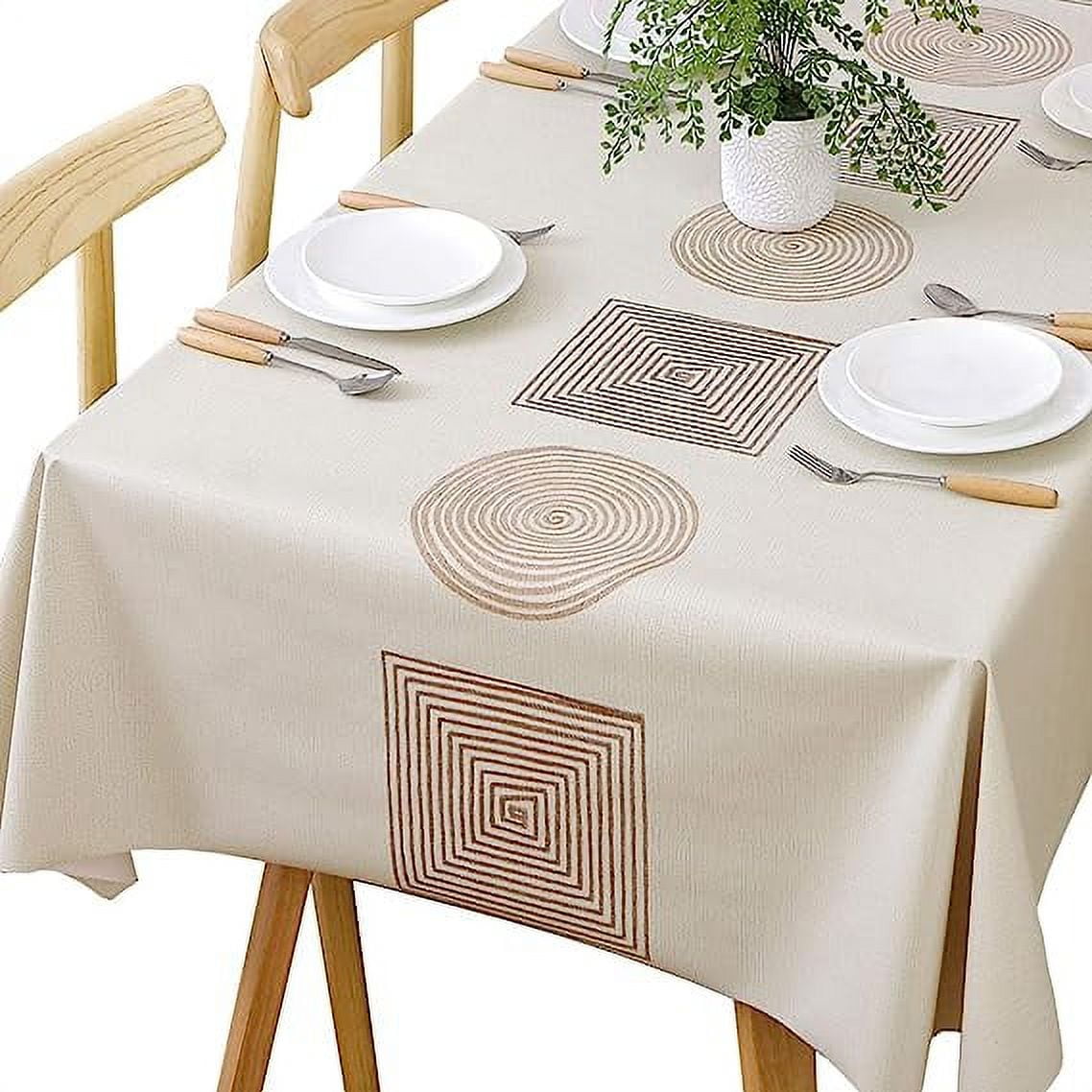 Zhuge Heavy Duty Vinyl Table Cloth for Kitchen Dining Table Wipeable PVC Tablecloth for ...