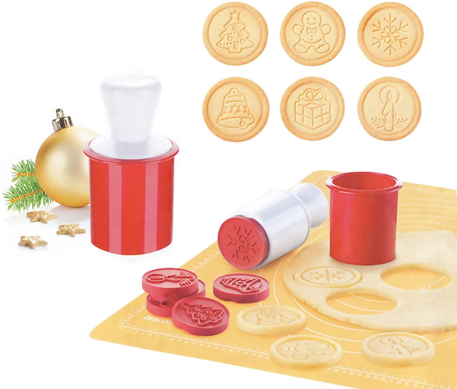 Zhuge Non-Stick Cookie Stamp & Cutter,Silicone Cookie Stamps Set for ...
