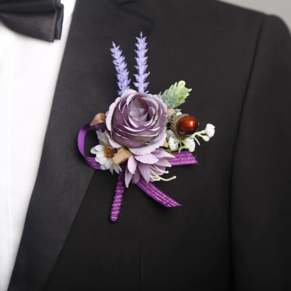 Zhuge Pack of 2 Brooch Bouquet Corsage Classic Artificial Groom Bride ...
