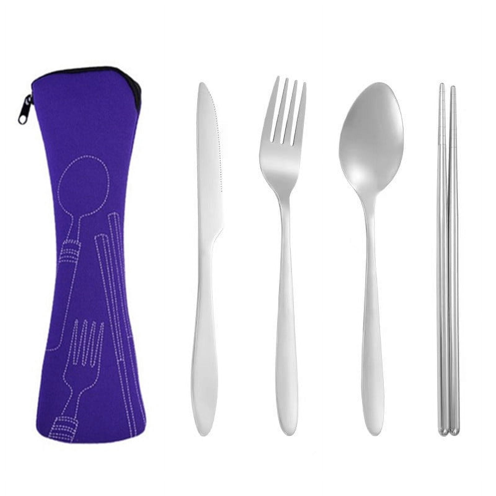 Zhuge Portable Travel Dinnerware With Case, Stainless Steel Reusable ...