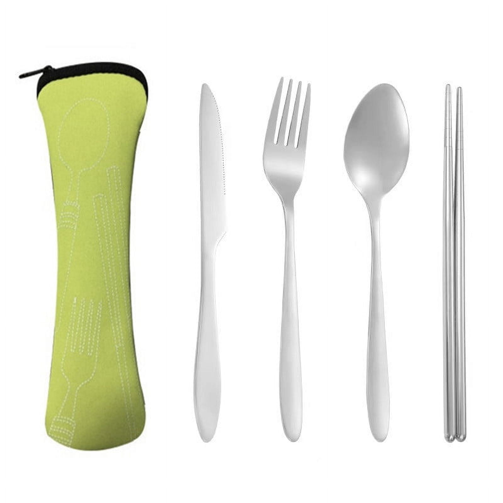 Zhuge Portable Travel Dinnerware With Case, Stainless Steel Reusable ...