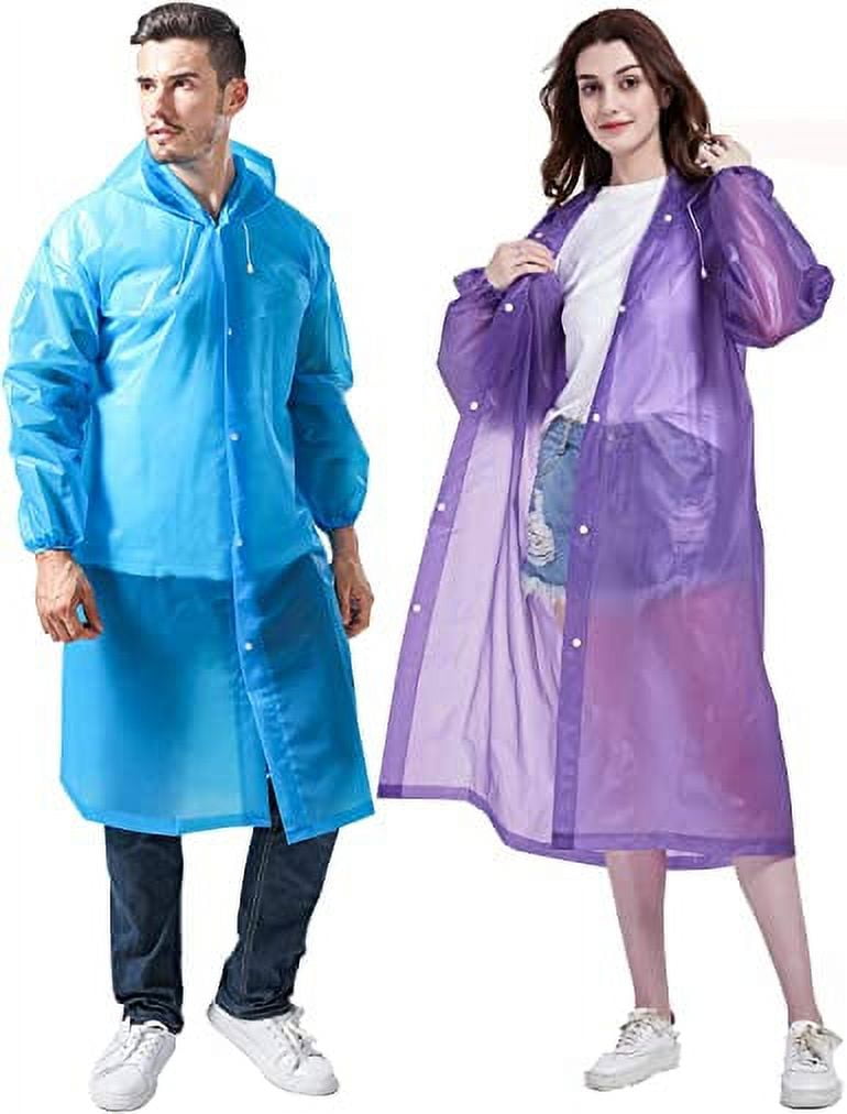 Zhuge Raincoat for Adults, [Pack of 2] EVA Rain Coats Reusable Rain ...