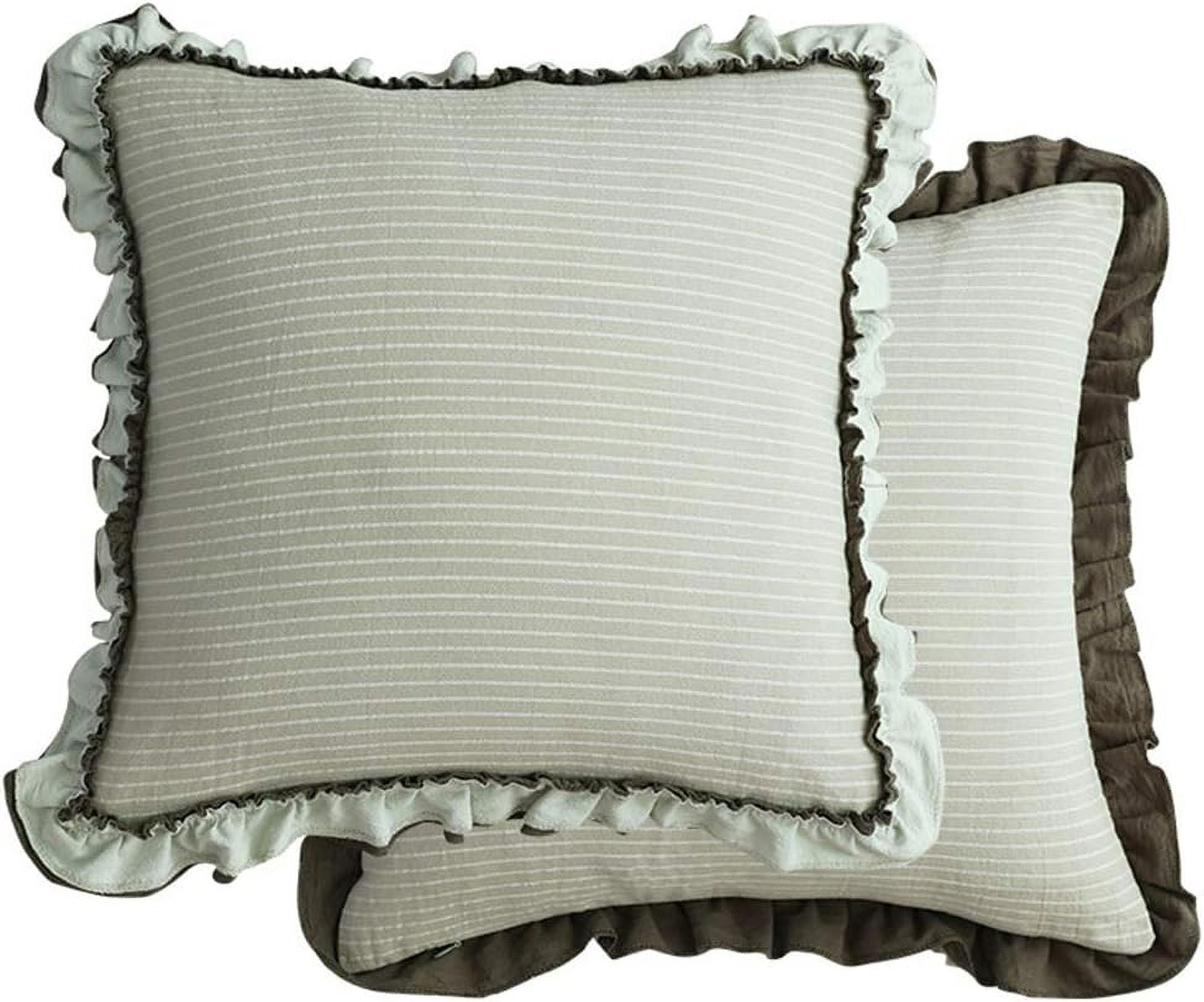Zhuge Retro Striped Decorative Throw Pillow Cover Farmhouse Double Ruffle Pillow Case Cotton 18 ...