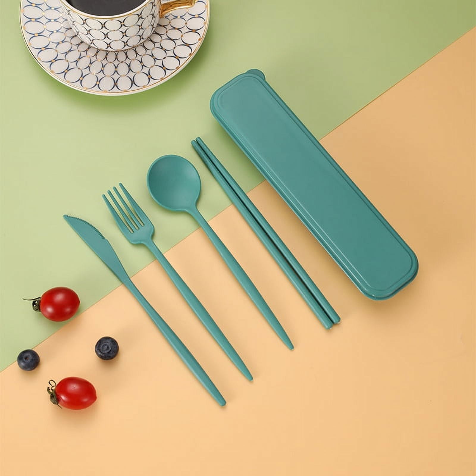 Zhuge Reusable Travel Utensils with Case, 2 Sets Portable Cutlery Set ...