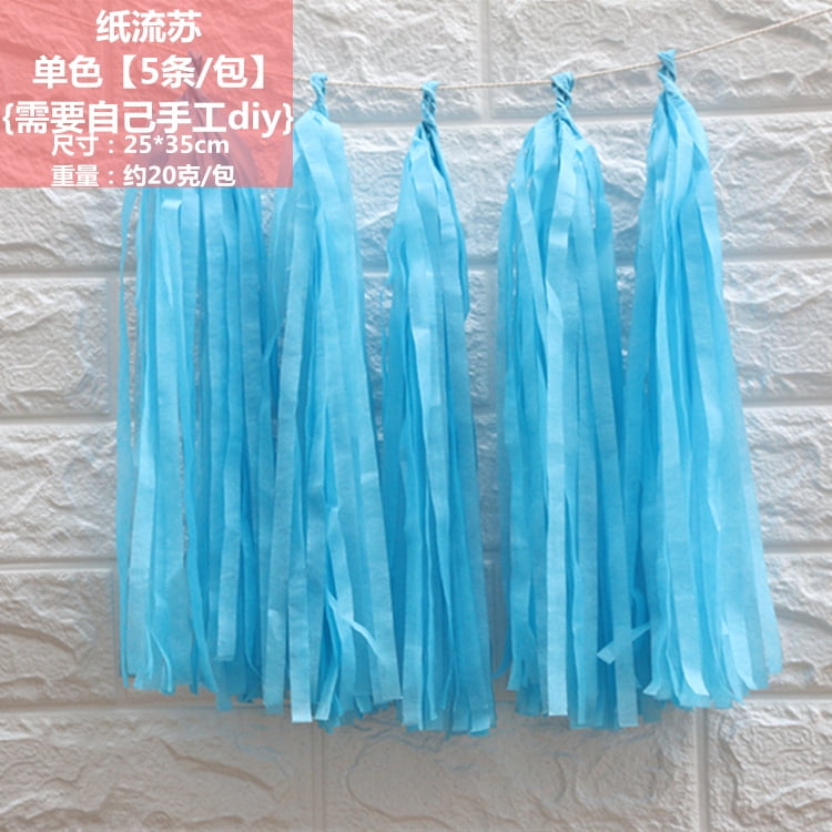 Zhuge Sky Blue Tassel Garland 25 Pcs, Tissue Paper Tassels Garland ...