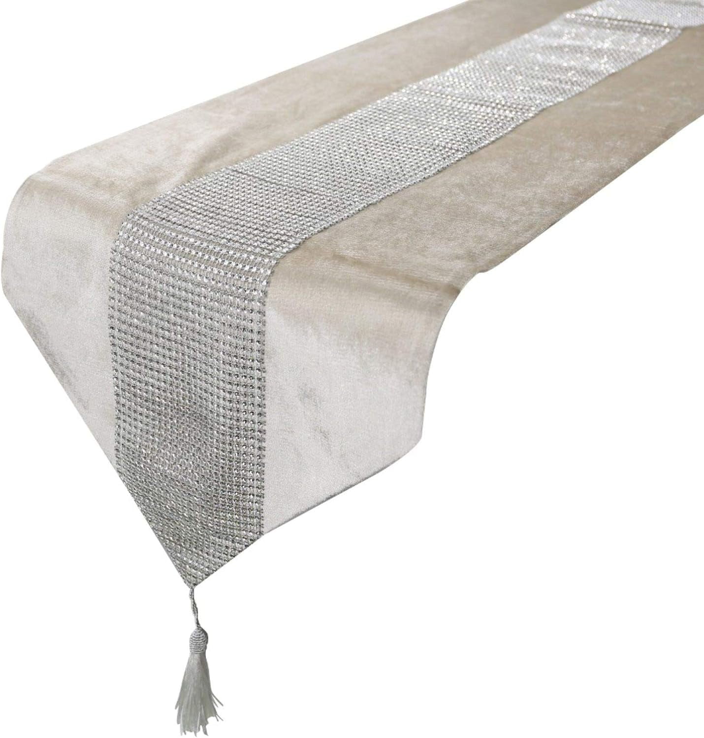 Zhuge Triangle Tasseled Edge Rhinestone Modern Long Table Runner Thick ...