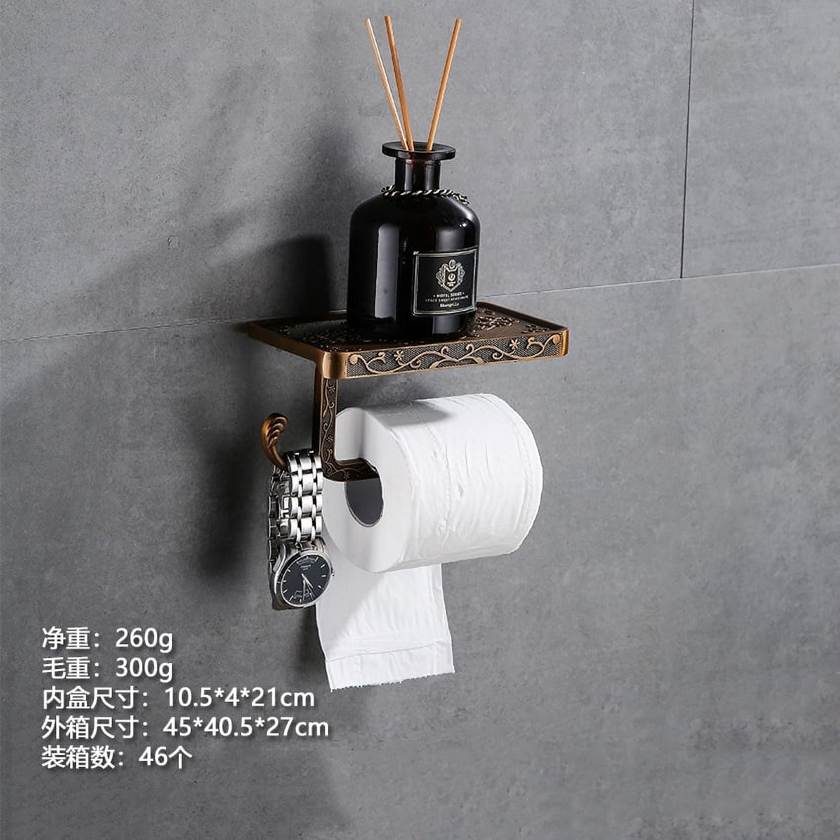 Zhuge Vintage Toilet Paper Holder with Shelf, Toilet Paper Holder ...