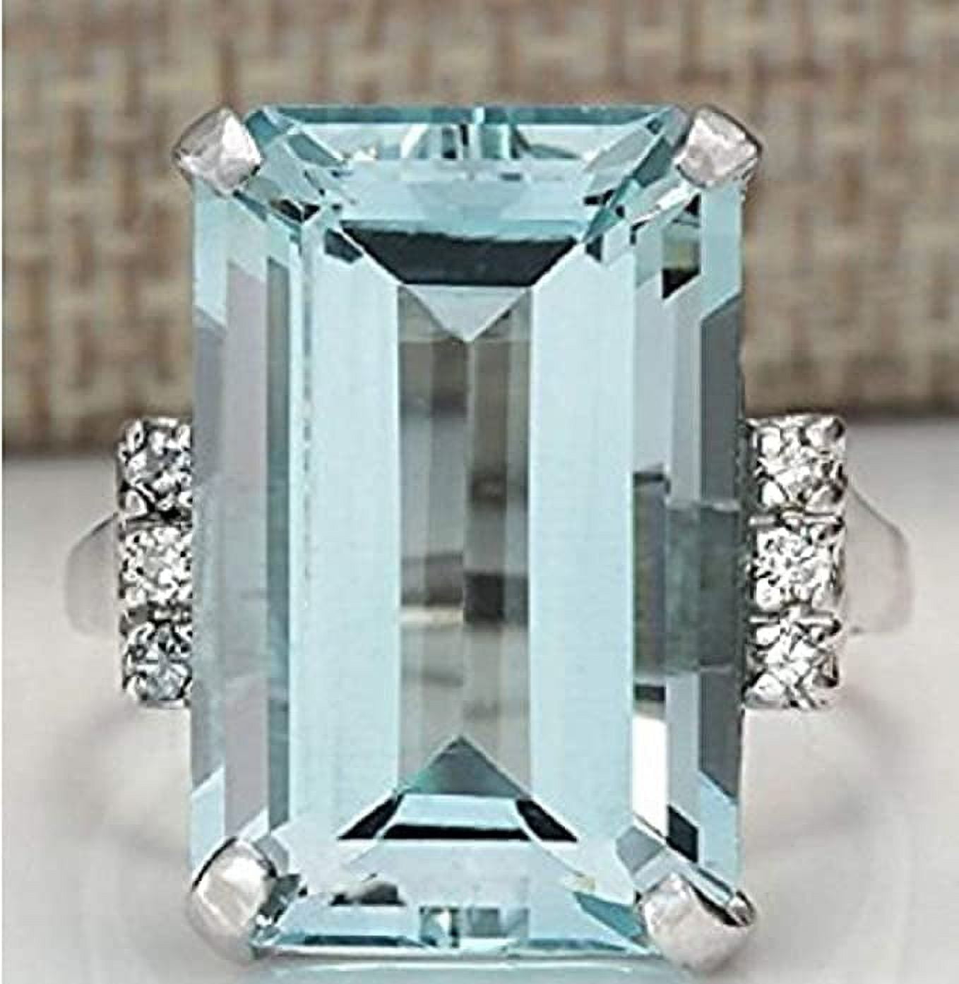 Zhuge Vintage Women 925 Silver Aquamarine Gemstone Ring Wedding Jewelry ...