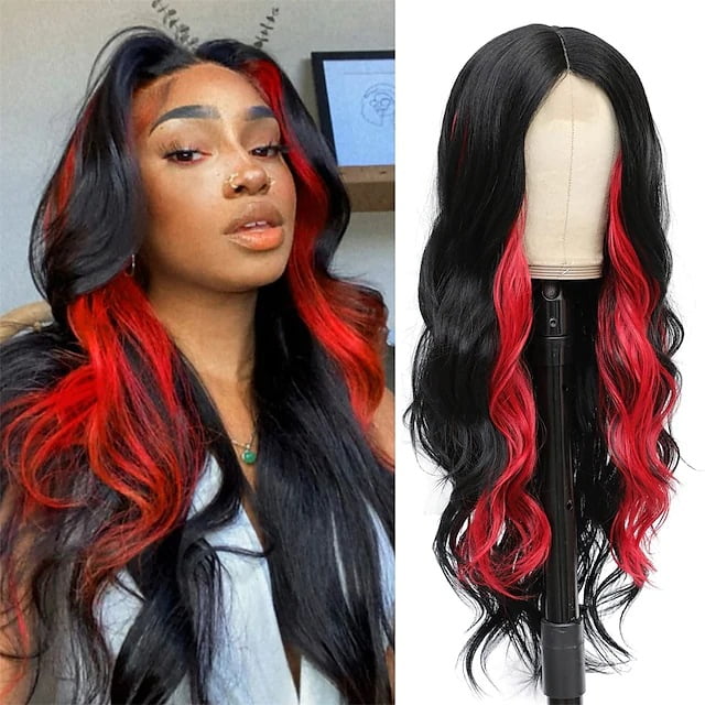 Zhuge Wavy Wig No Bangs Middle Parted Cosplay Hair for Daily Party,28in ...