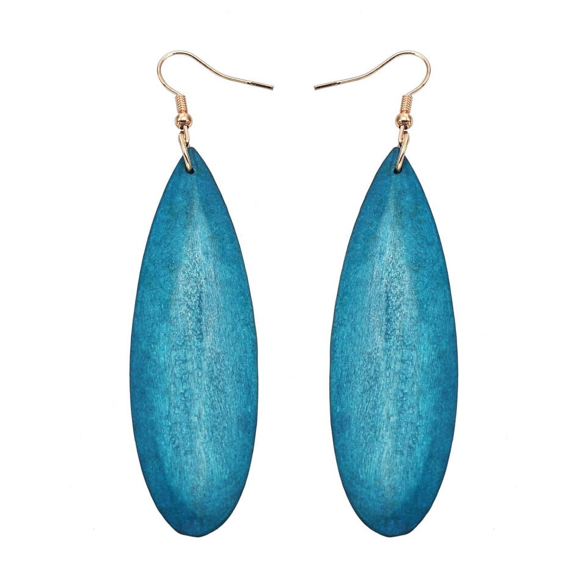 Zhuge Wooden Earrings for Women Dangle Natural Teardrop Geometric ...