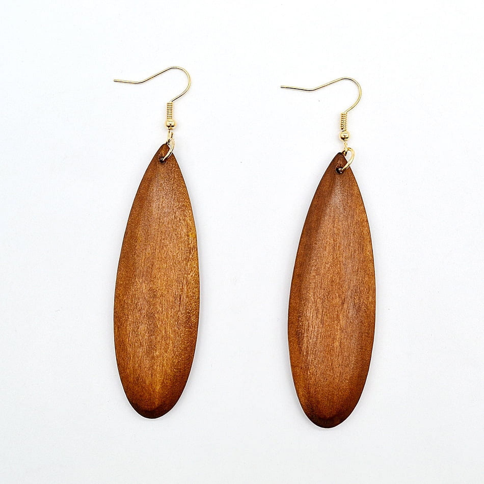 Zhuge Wooden Earrings for Women Dangle Natural Teardrop Geometric ...