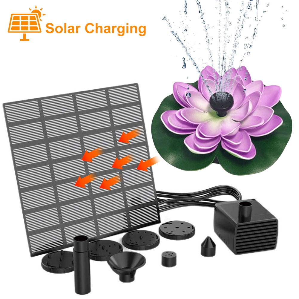 Zhuitw Lotus Solar Powered Water Fountain Pump with 8 Nozzles Solar ...