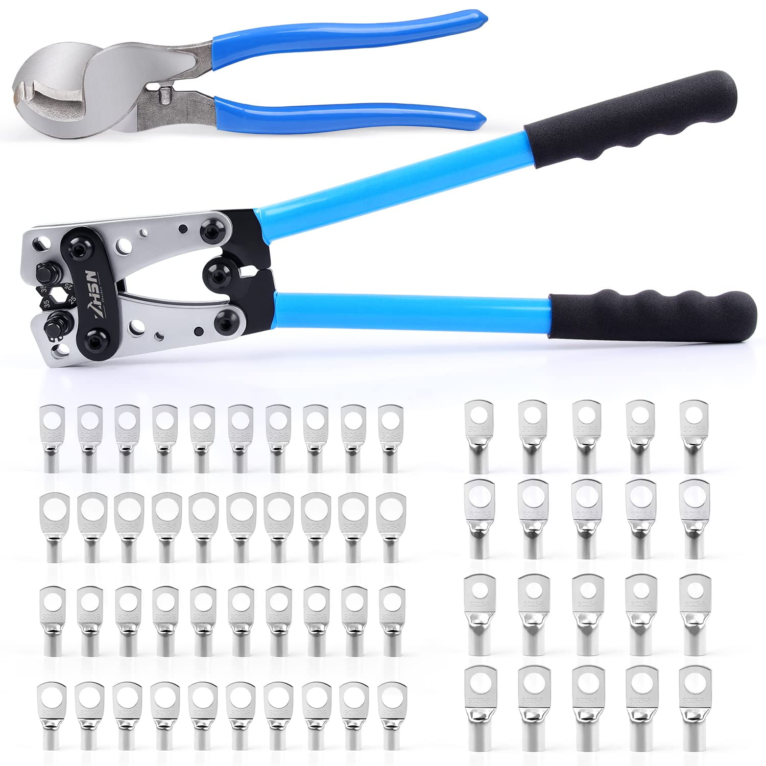 Zhushan Battery Wire Crimper Kit, Battery Cable Lug Crimping Tool 10-1/ ...