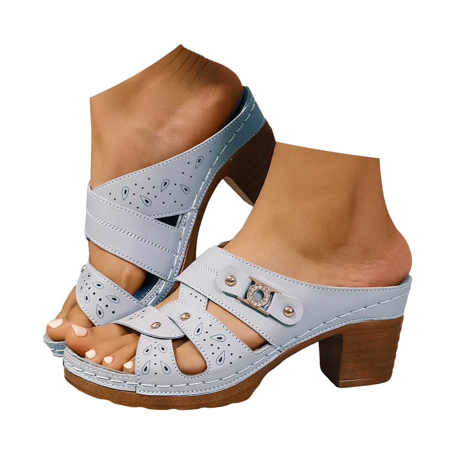 Zhyiniop Women'S Flats Sandals Slippers Wedge Block Heel Slip On Flip ...