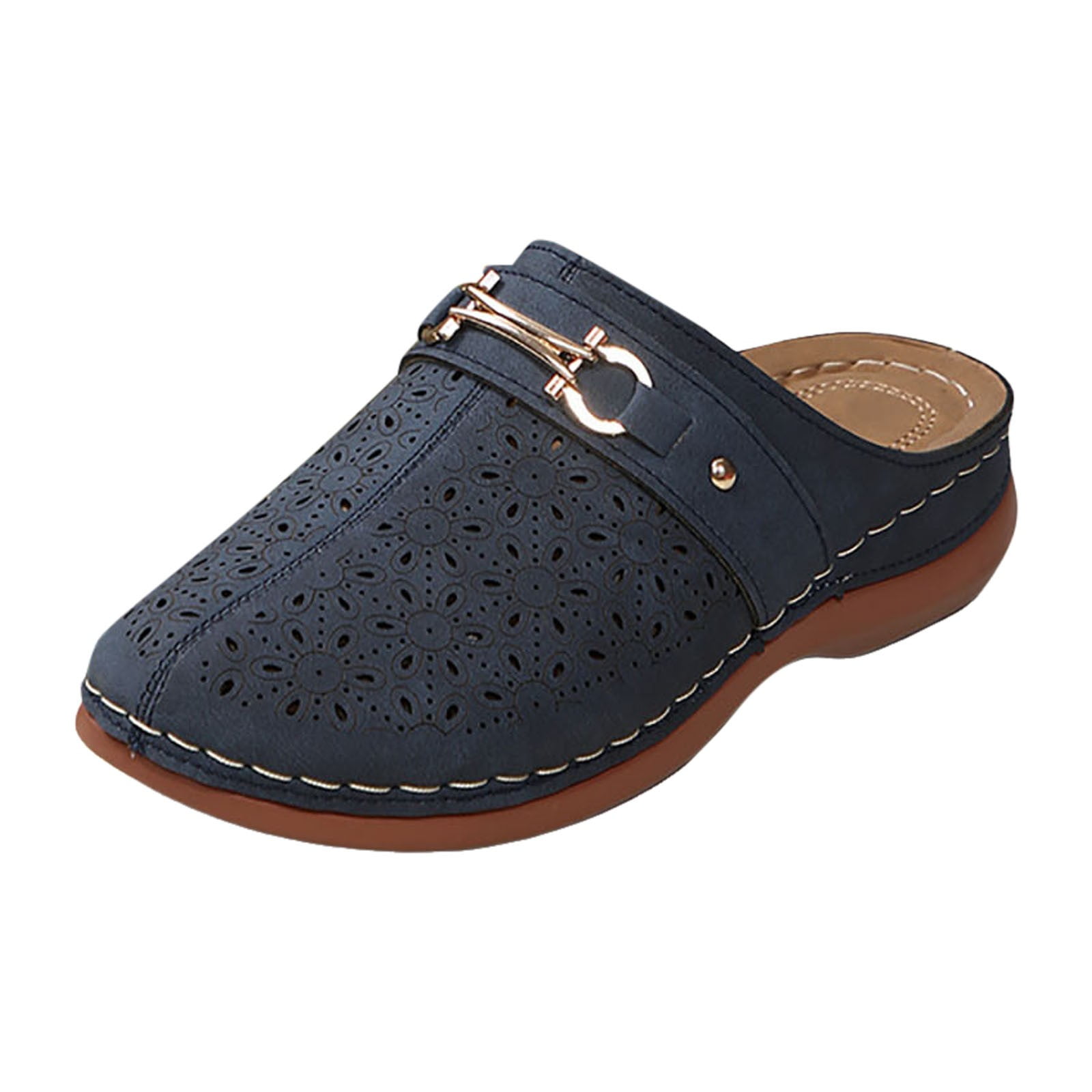 Zhyiniop Women Slide Shoes Slippers with Closed Toe Platform Plus Size ...